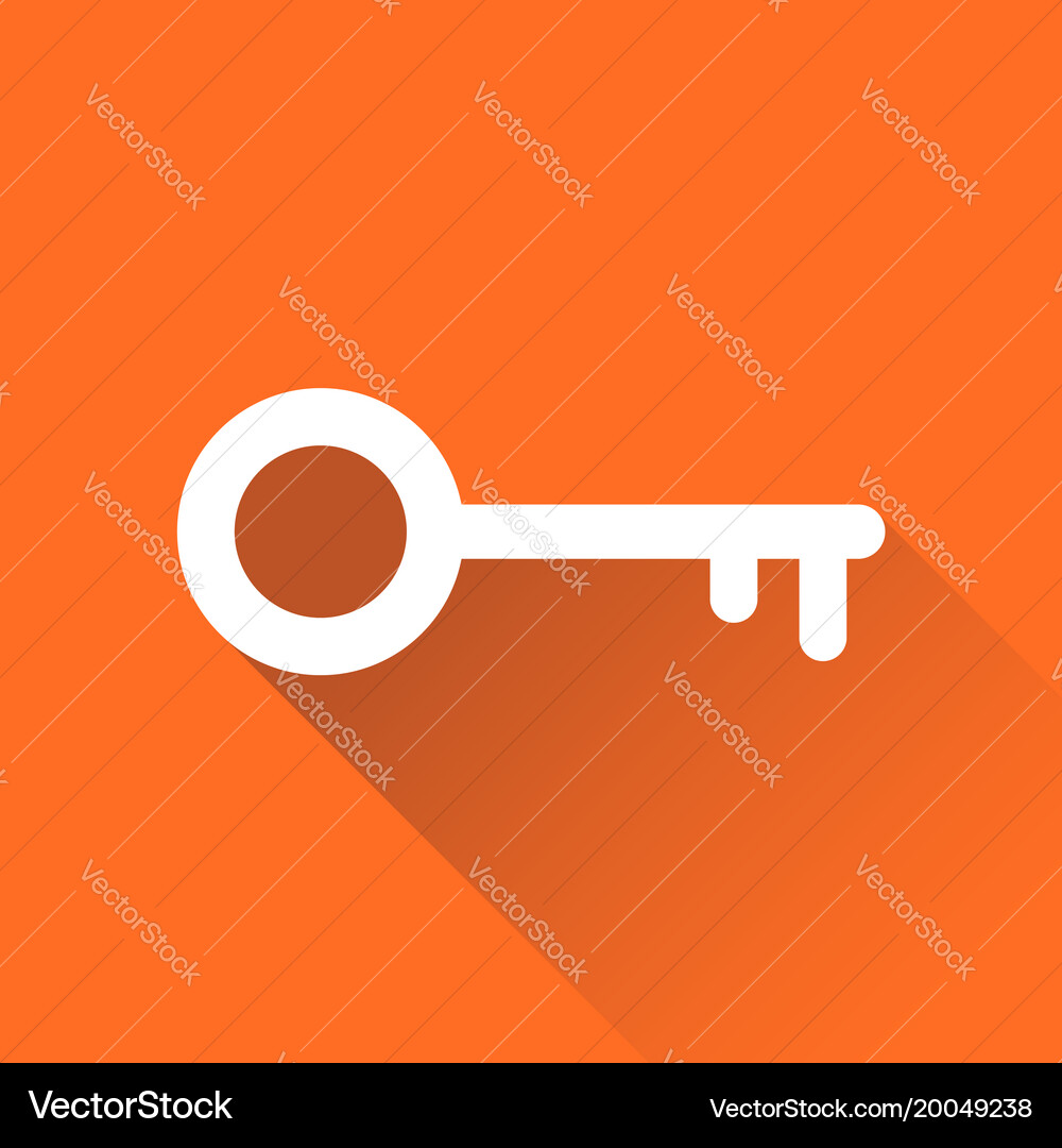 Key icon in flat style isolated on orange Vector Image