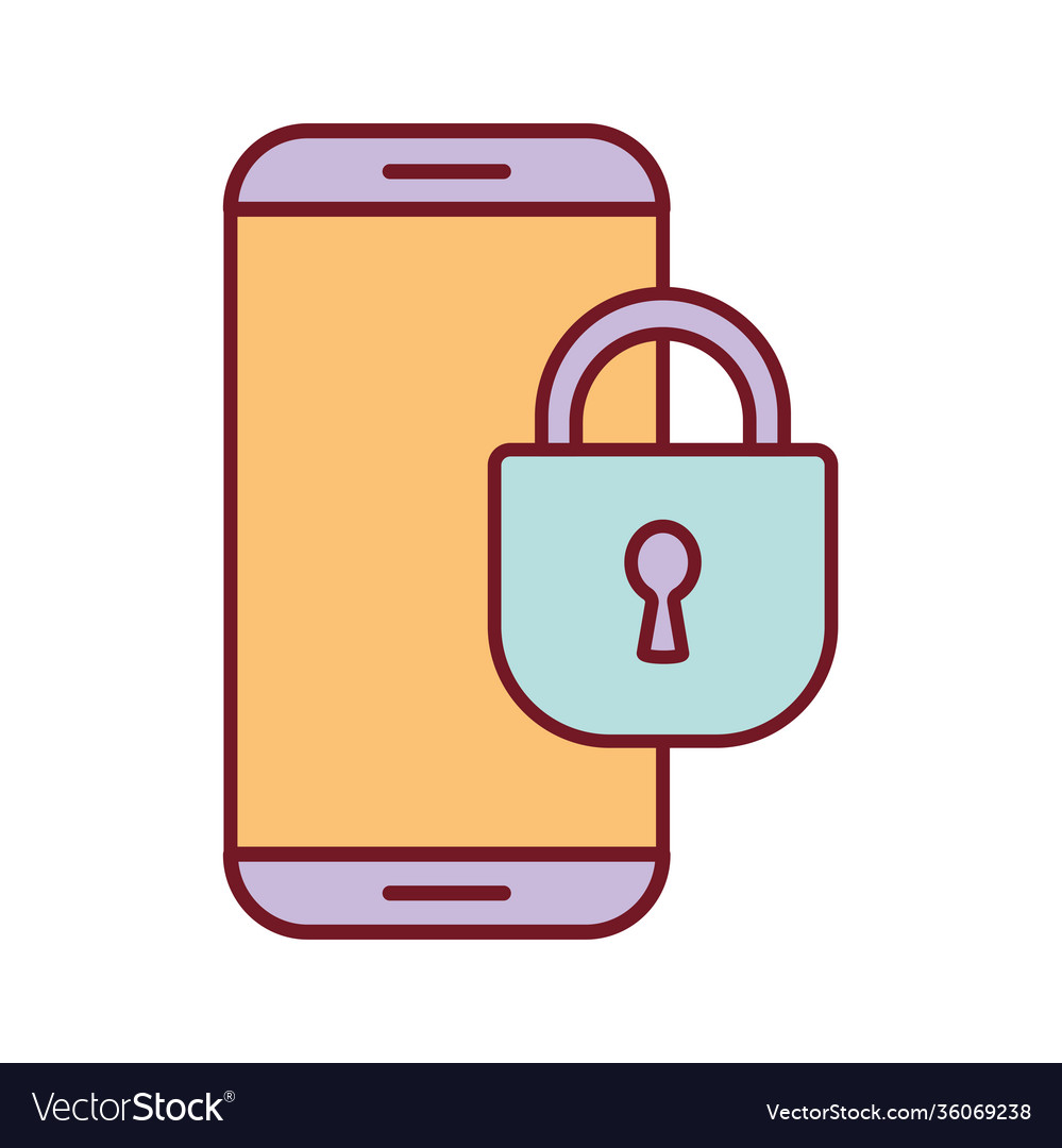Phone with a padlock on white background Vector Image