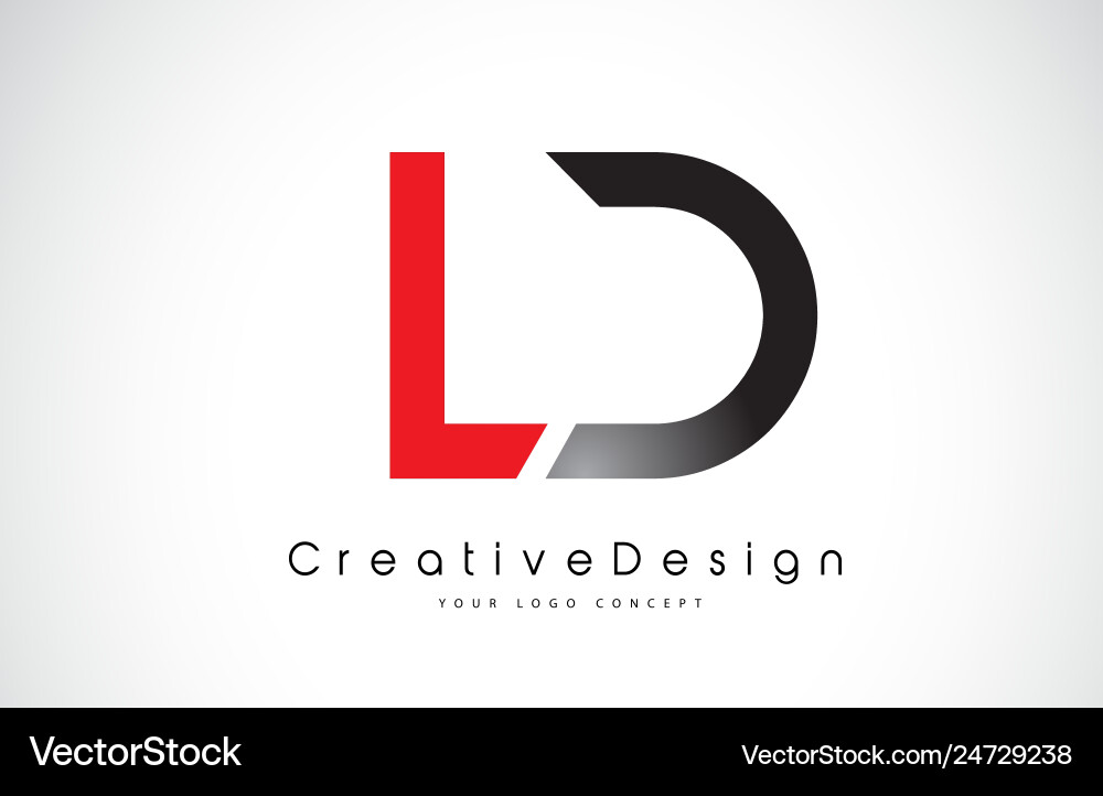 Red and black ld l d letter logo design creative Vector Image
