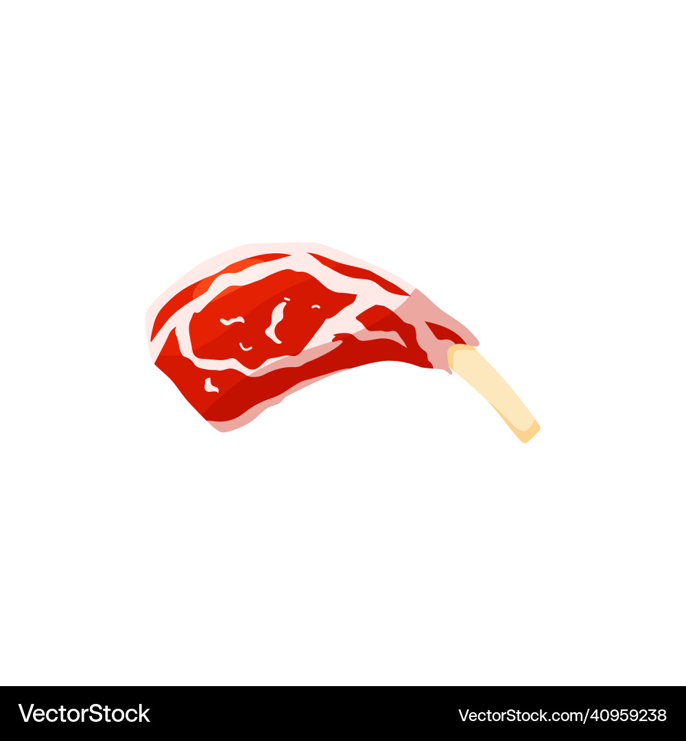 Ribeye red steak cartoon realistic Royalty Free Vector Image