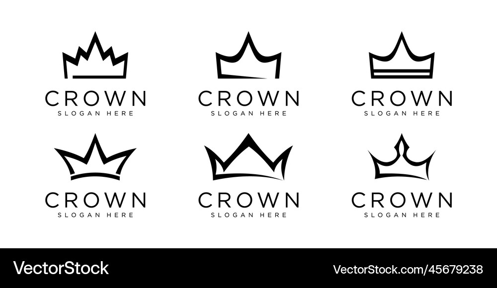 Set of crown logo design Royalty Free Vector Image