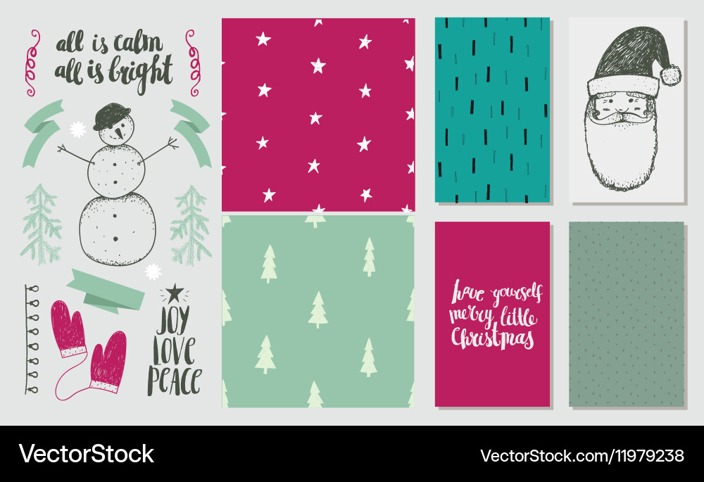 Set of hand drawn christmas design elements Vector Image