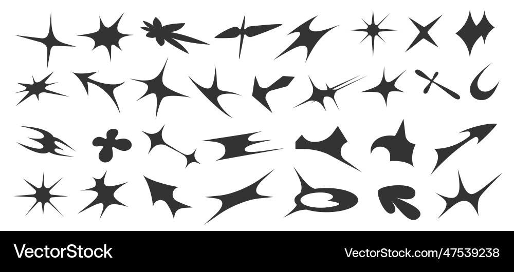 Y2k star shapes futuristic pop modern dynamic Vector Image