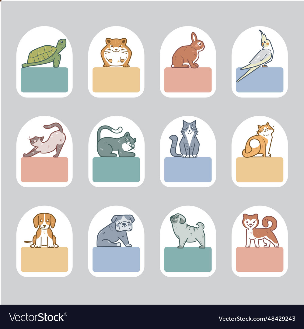 Back to school labels with cute animals Royalty Free Vector