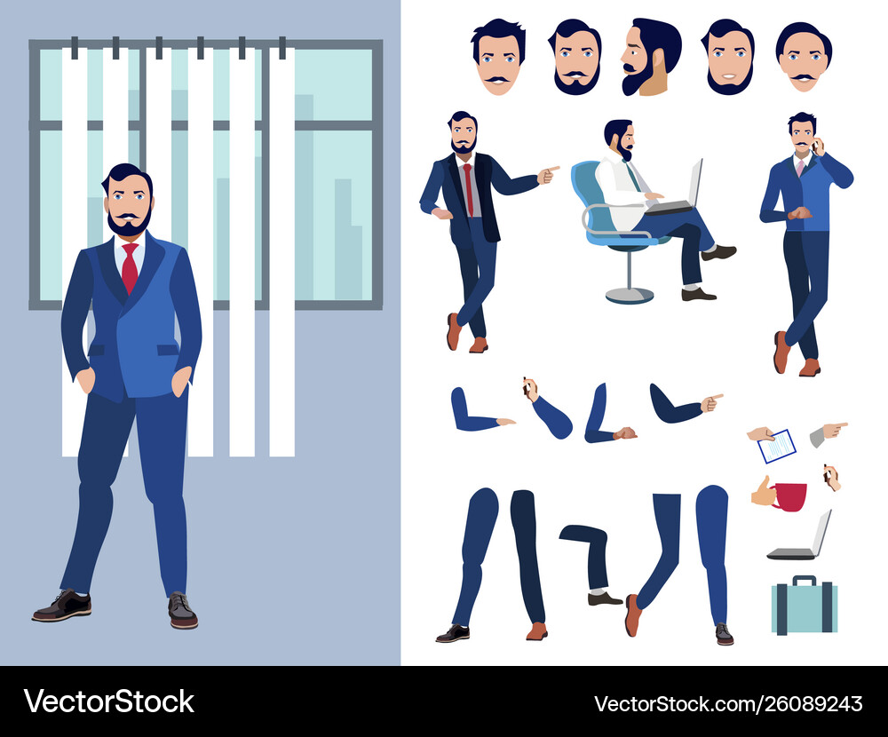 Big set for animation a businessman Royalty Free Vector