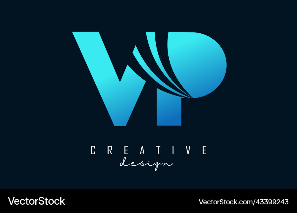 Creative blue letters vp v p logo with leading Vector Image