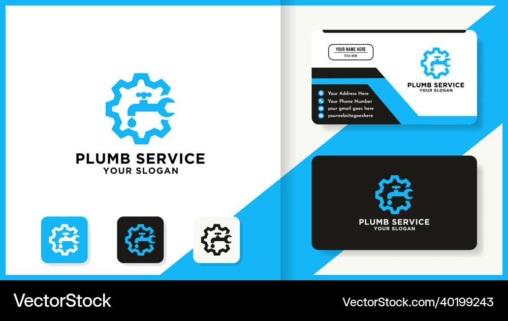 Faucet gear tool combination logo and business Vector Image