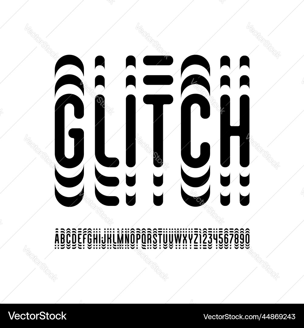 Narrow black font rounded condensed alphabet Vector Image