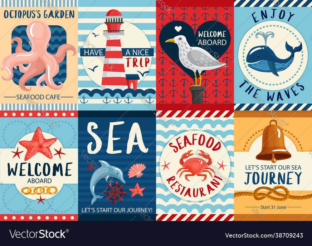 Nautical banners and posters set Royalty Free Vector Image