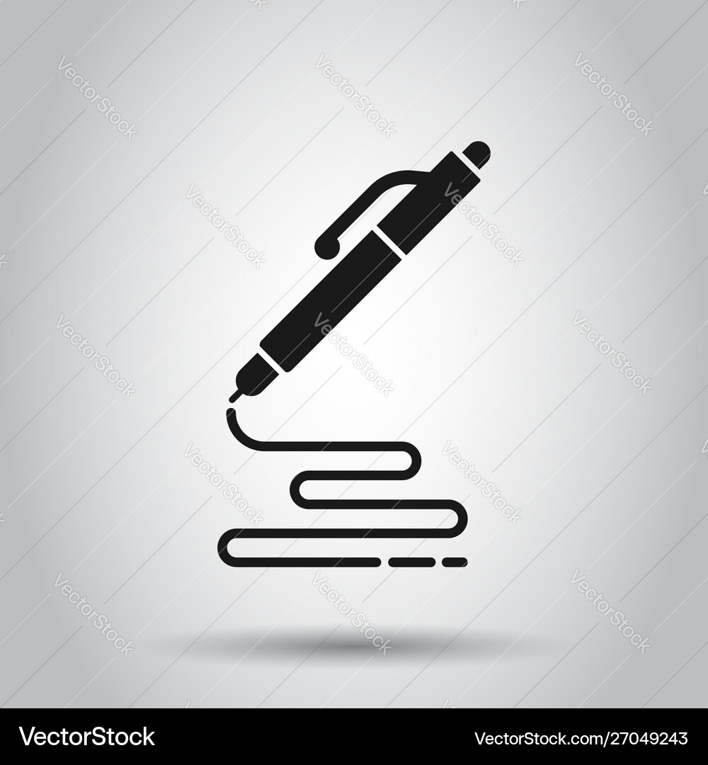 Pen icon in flat style ballpoint on isolated Vector Image