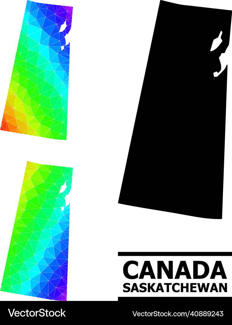 Polygonal spectral colored map of saskatchewan Vector Image