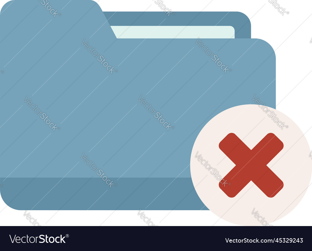 Rejected folder icon flat design web Royalty Free Vector