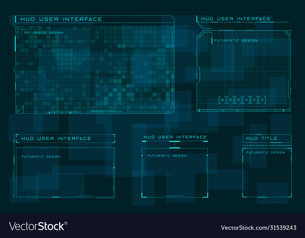 Set hud user screen interface on dark blue Vector Image