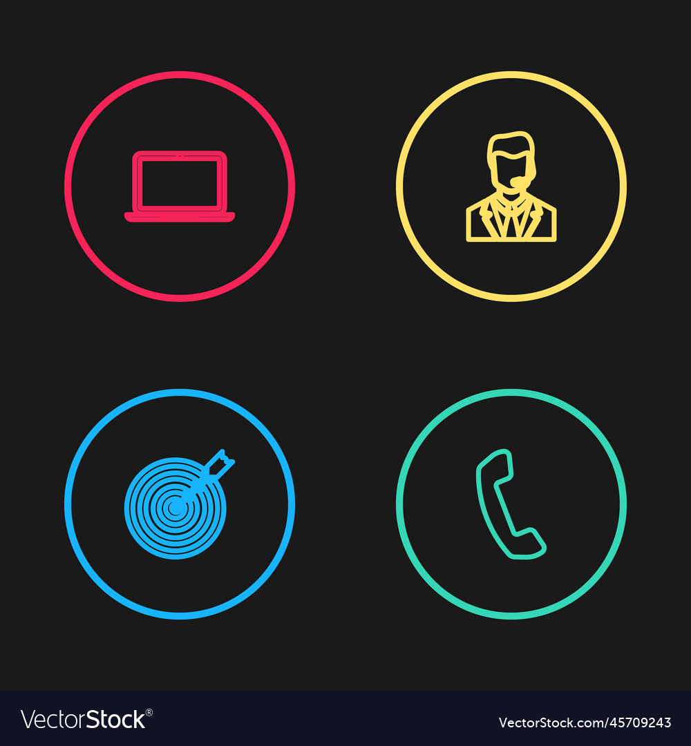 Set line target with arrow telephone handset man Vector Image Set line target with arrow telephone handset man Vector Image