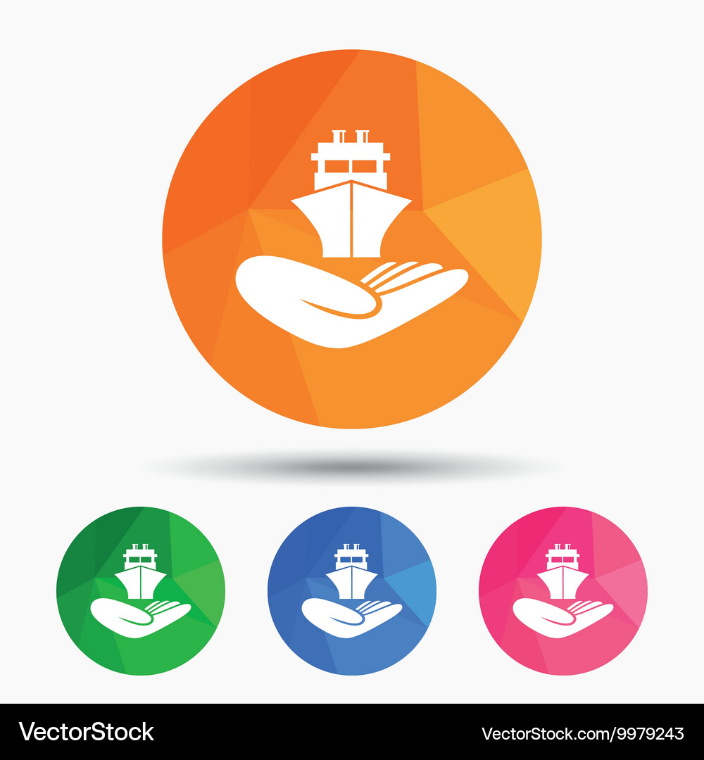 Shipment insurance sign hand holds ship Royalty Free Vector