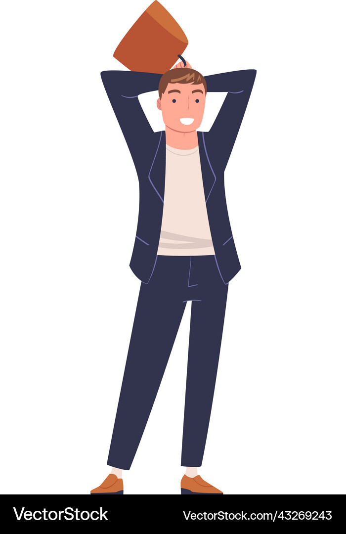 Smiling man office employee standing with brown Vector Image