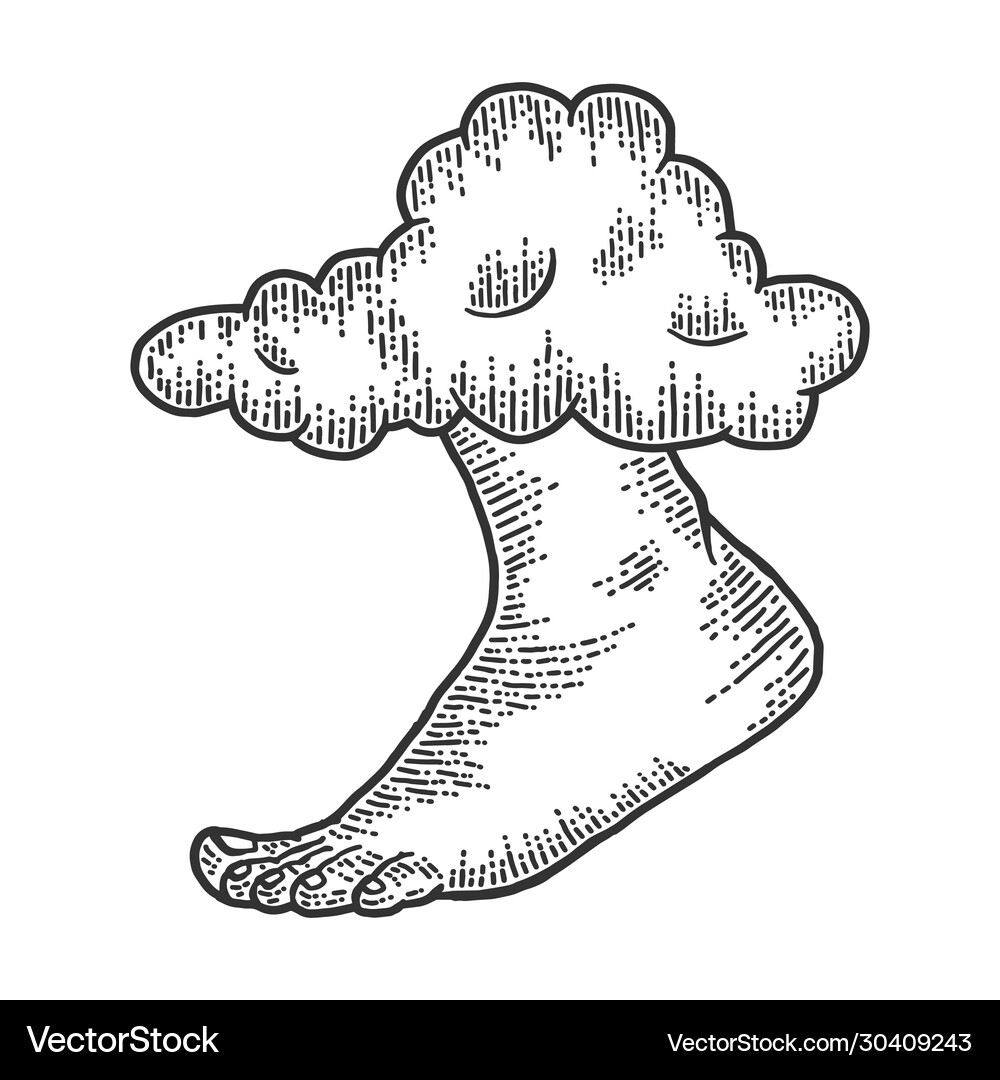 Threat god foot from cloud apparel print Vector Image