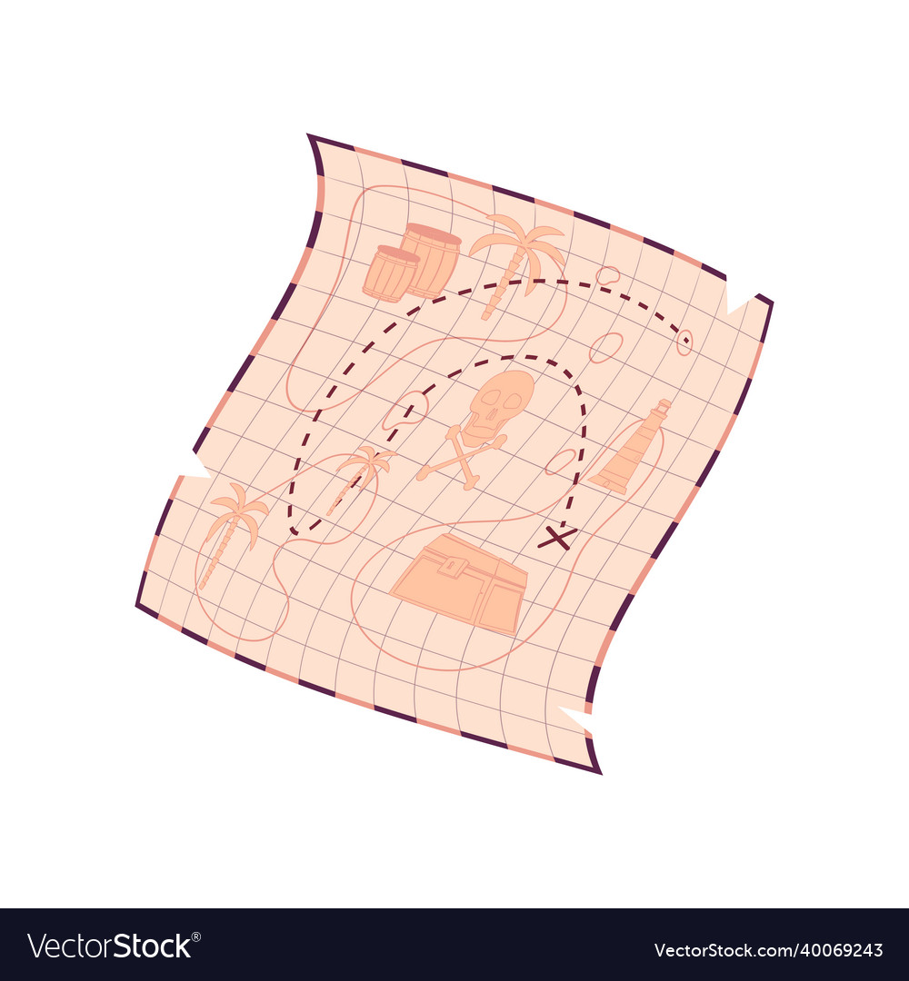 Treasure hunt map composition Royalty Free Vector Image