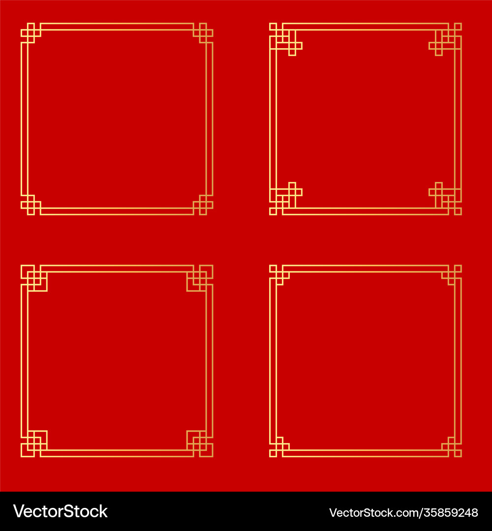 Abstract chinese style golden frame collection Vector Image
