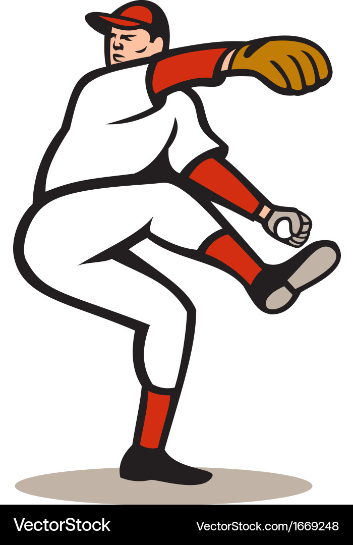 American baseball pitcher throwing ball cartoon Vector Image