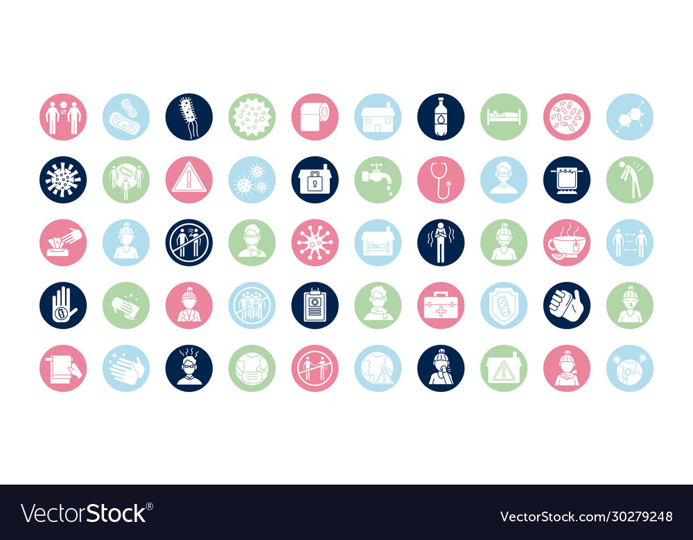 Bundle covid19 set icons Royalty Free Vector Image