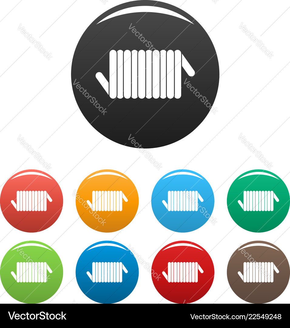 Cord spring coil icons set color Royalty Free Vector Image