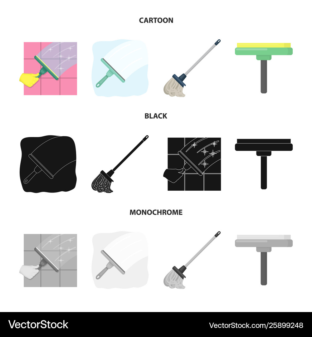 Design mop and broom sign collection Royalty Free Vector