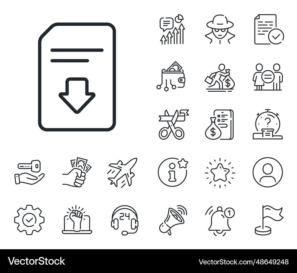 Download document line icon file sign salaryman Vector Image