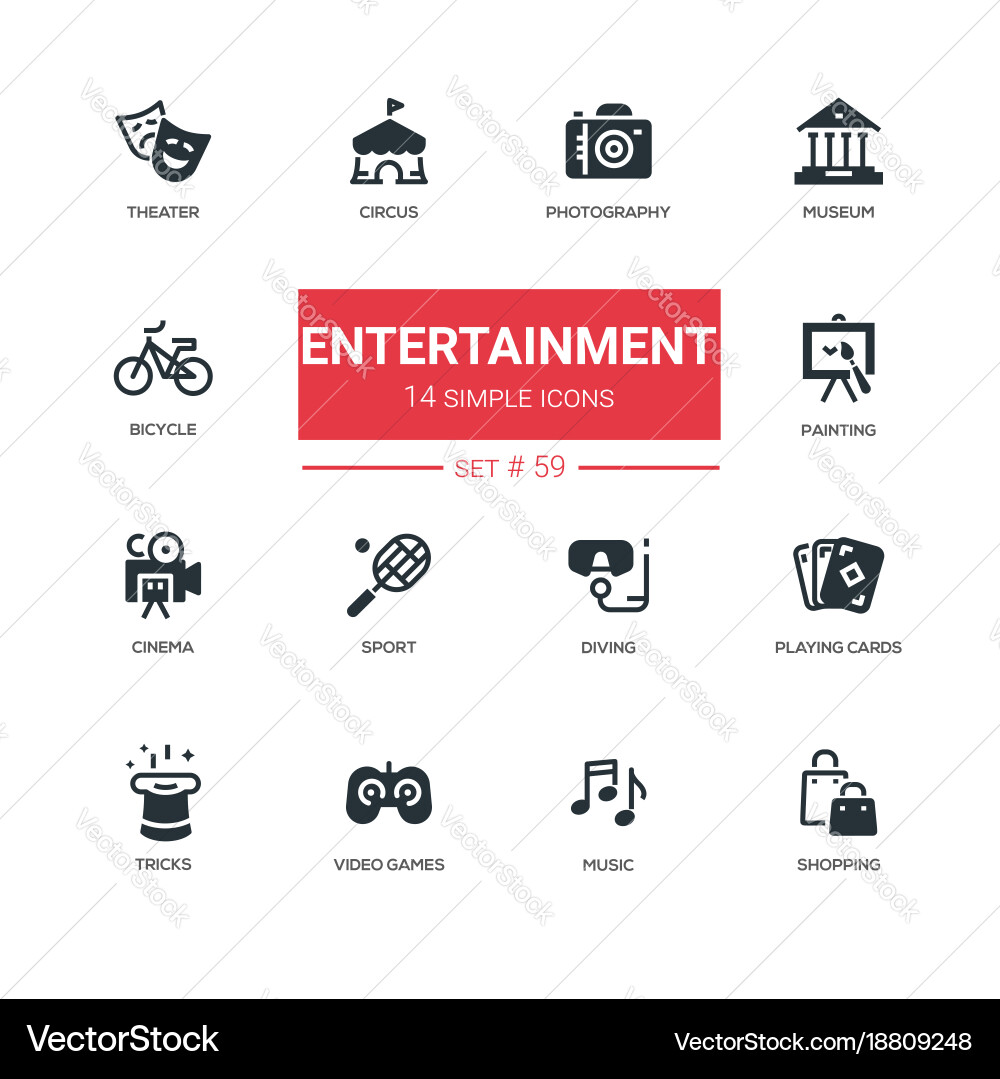 Entertainment - line design icons set Royalty Free Vector