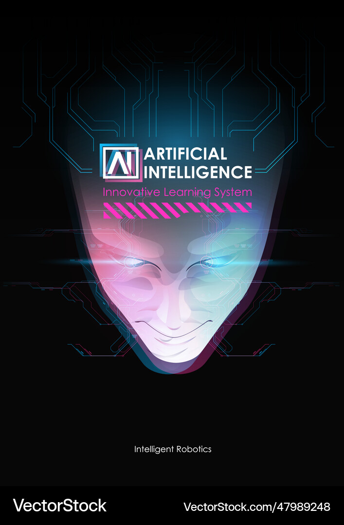 Face of cyber mind technology background concept Vector Image