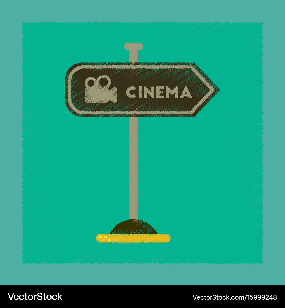 Flat shading style icon cinema sign Royalty Free Vector