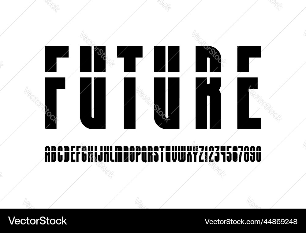 Futuristic font stencil alphabet black condensed Vector Image