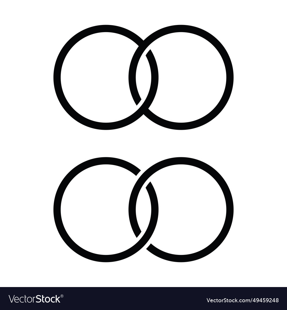 Interlocking or wedding ring icon isolated Vector Image