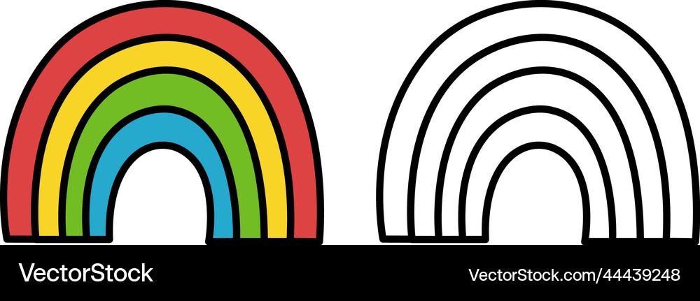 Isolated colorful and black white rainbow Vector Image