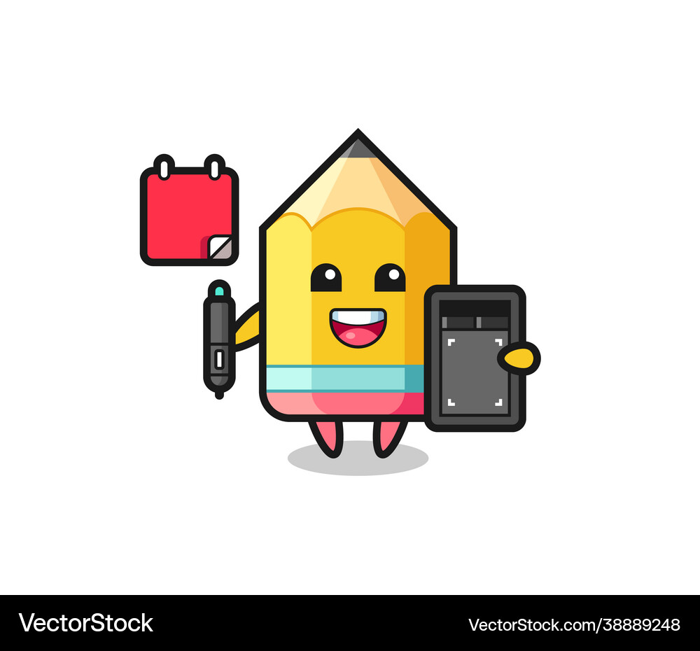 Pencil mascot as a graphic designer Royalty Free Vector
