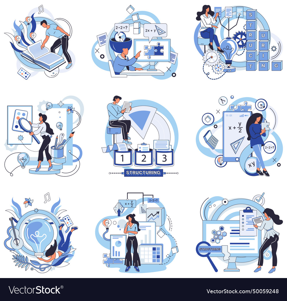 Project management analyzing data is key element Vector Image