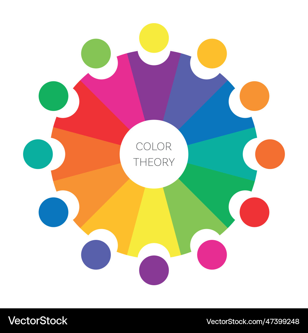 Single color wheel theory twelve colors Royalty Free Vector