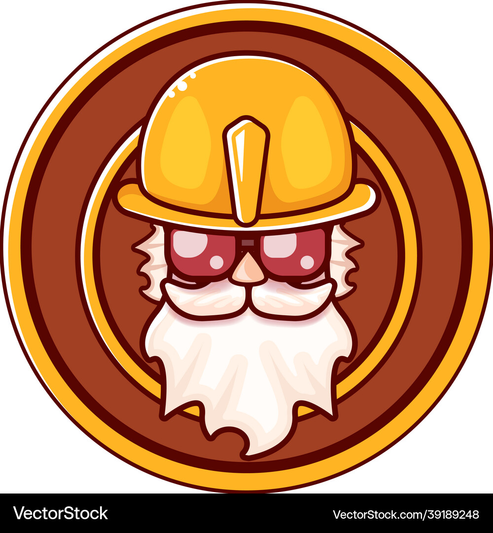 Worker man icon with orange helmet and beard Vector Image