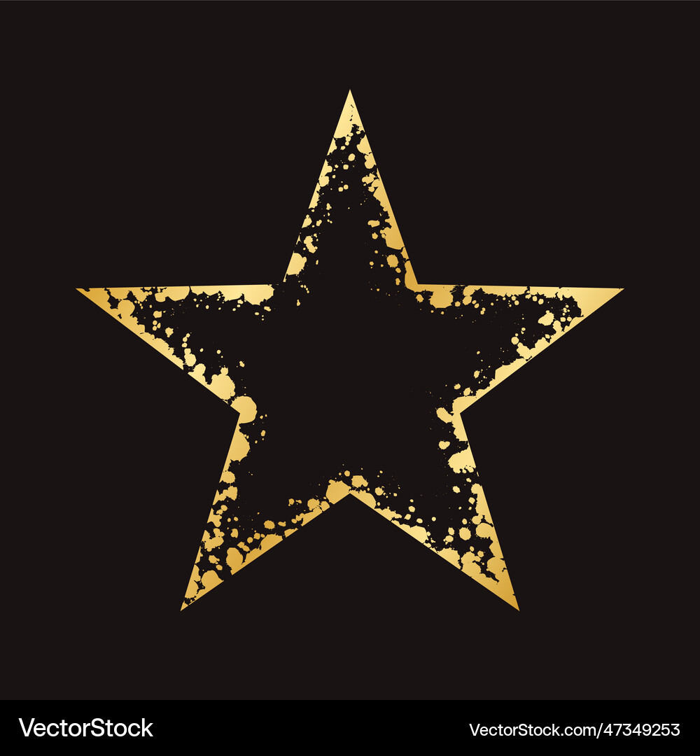 Abstract star shaped gold ink splatter graphic Vector Image