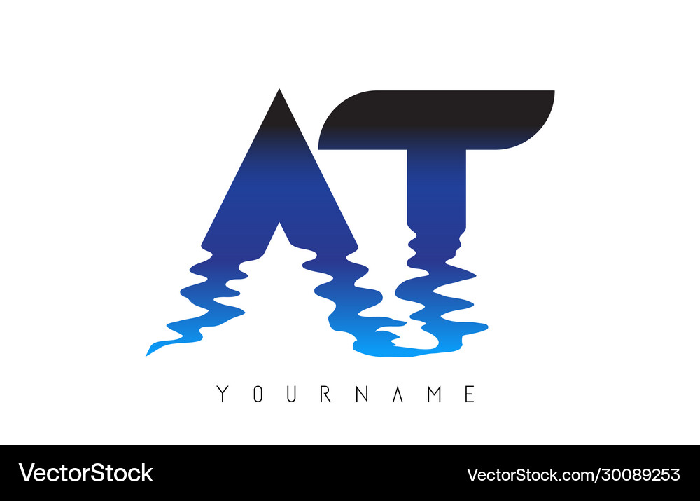 At a t letter logo design with water effect Vector Image