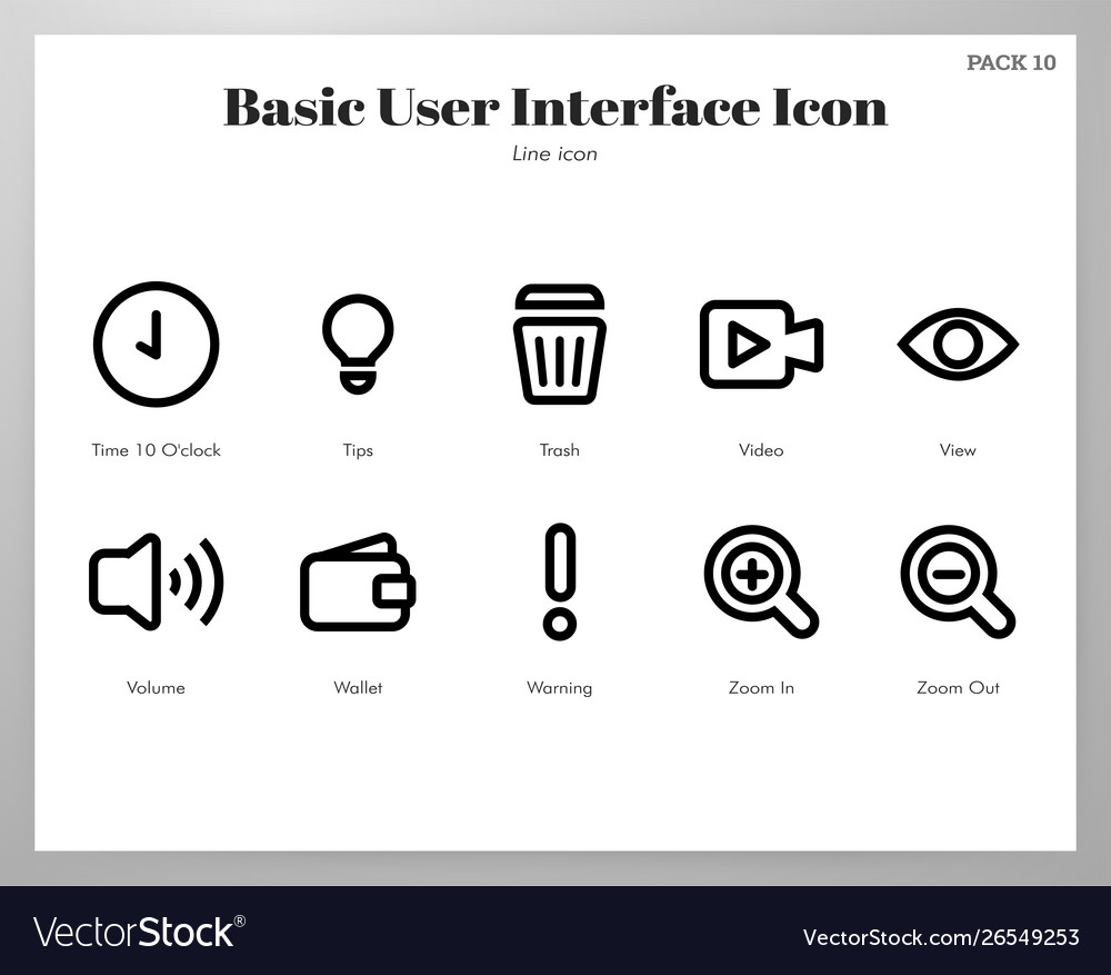 Basic ui icons line pack Royalty Free Vector Image