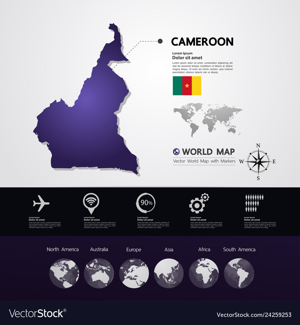 Cameroon map Royalty Free Vector Image - VectorStock