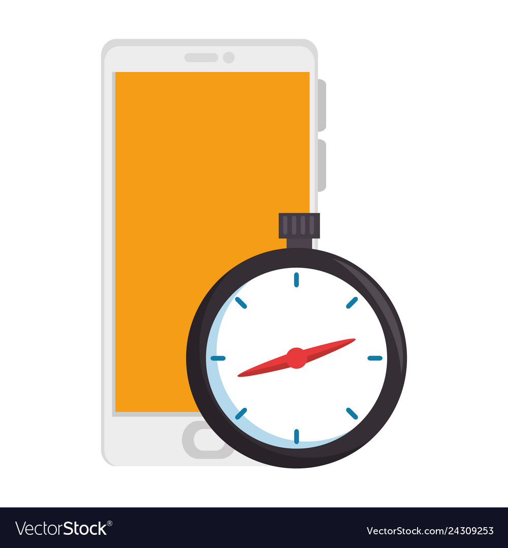 Chronometer timer with smartphone Royalty Free Vector Image