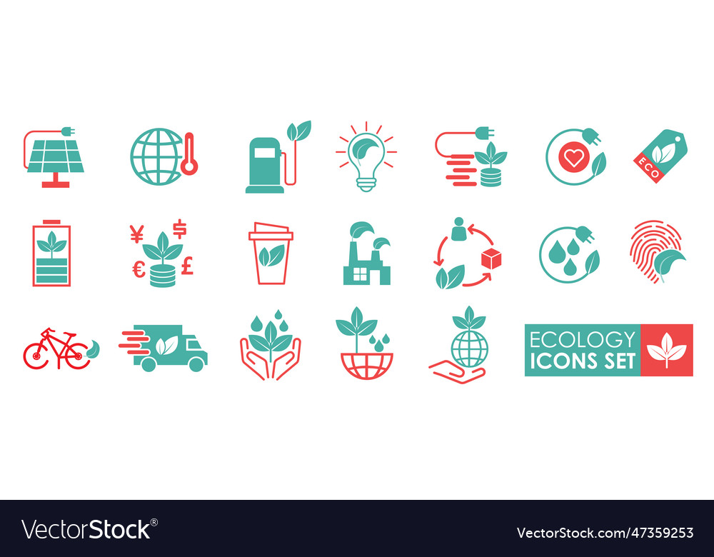 Ecology icon set solid icon style nature Vector Image Ecology icon set solid icon style nature Vector Image
