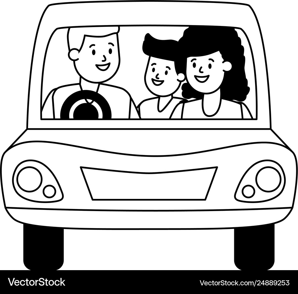 Family in car Royalty Free Vector Image - VectorStock