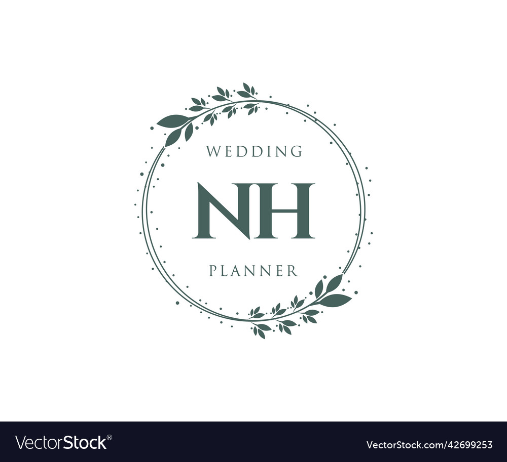Nh initials letter wedding monogram logos Vector Image