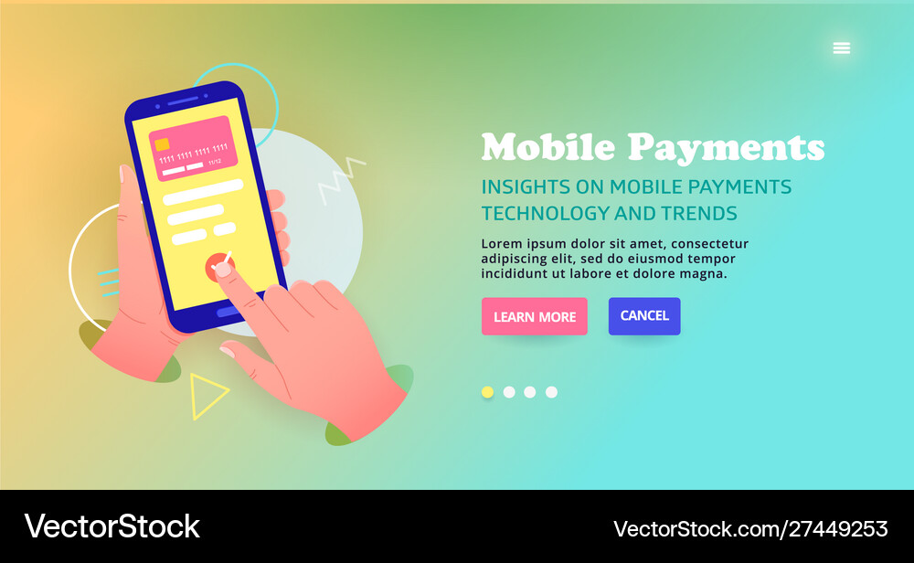 Payment card online banner design mobile icon Vector Image