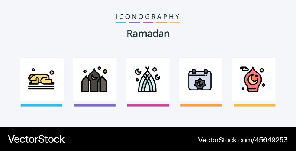 Ramadan line filled 5 icon pack including shahada Vector Image