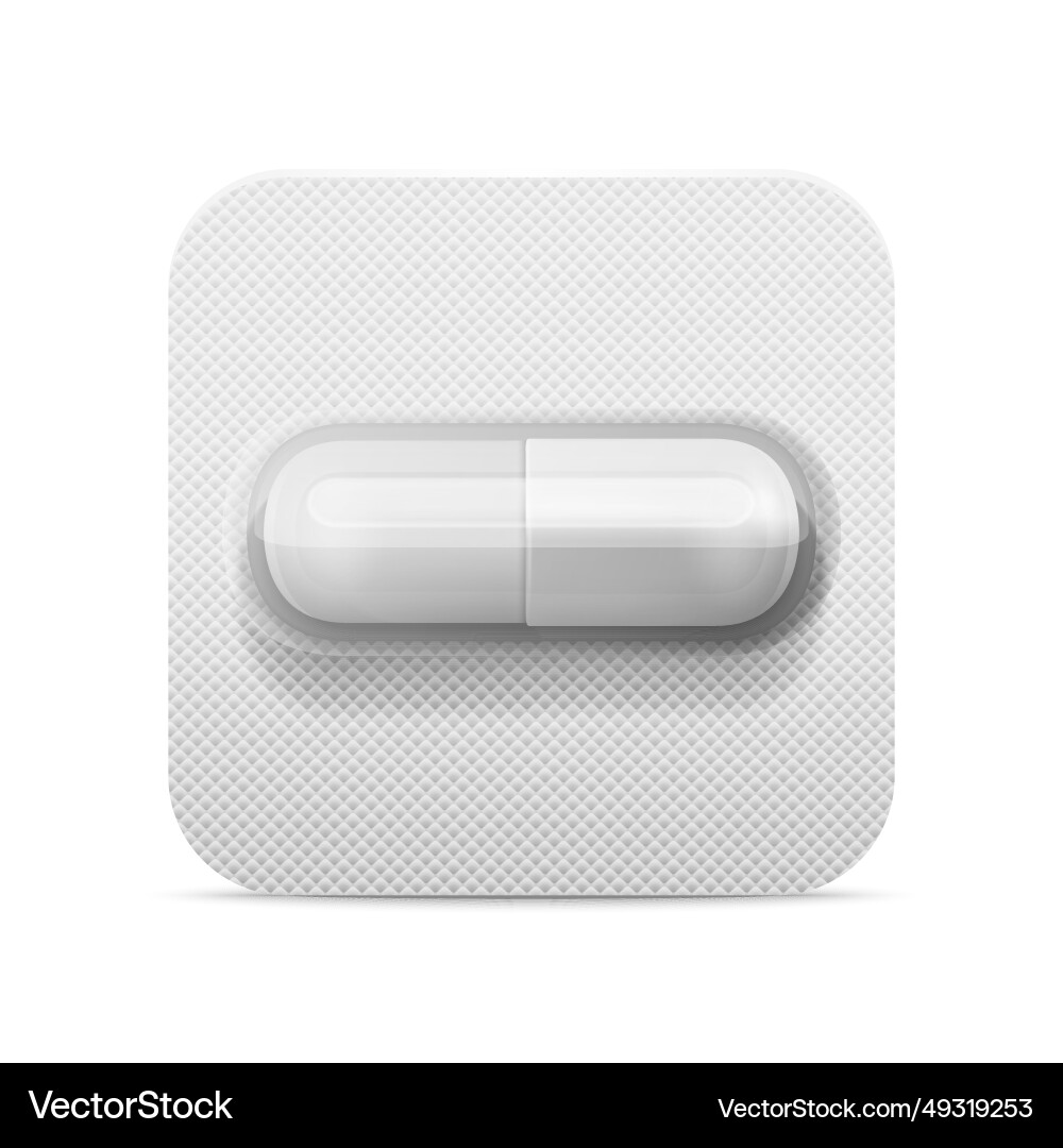 Realistic pharmaceutical medical white pill Vector Image