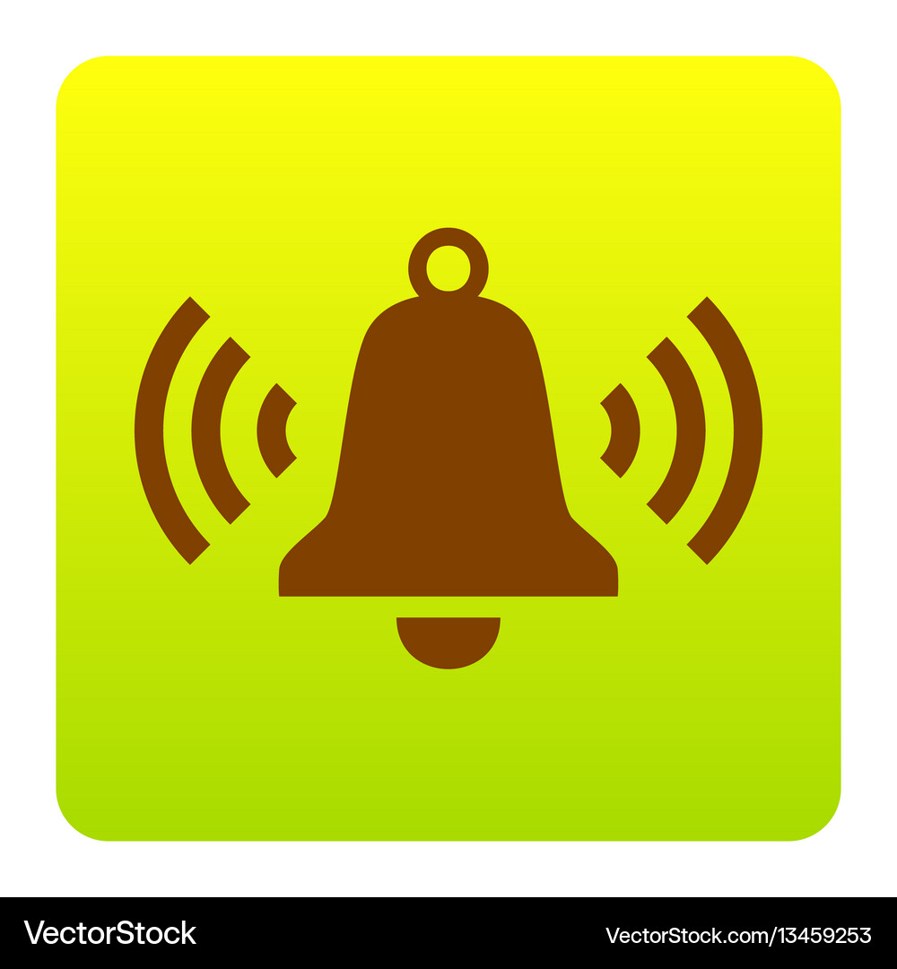 Ringing bell icon brown icon at green Royalty Free Vector